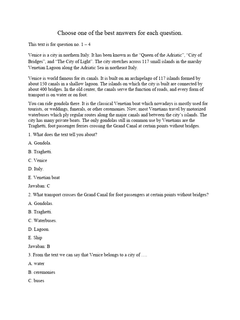 Soal Descriptive Text XI Key | PDF | Venice | Mosque