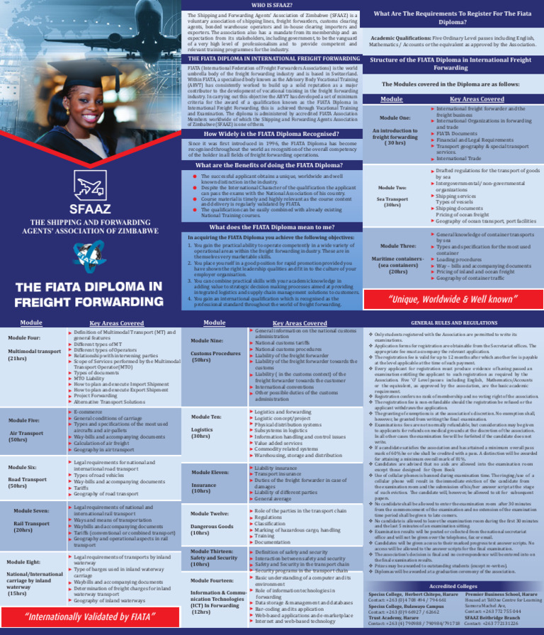 FIATA Diploma Brochure | PDF | Logistics | Cargo