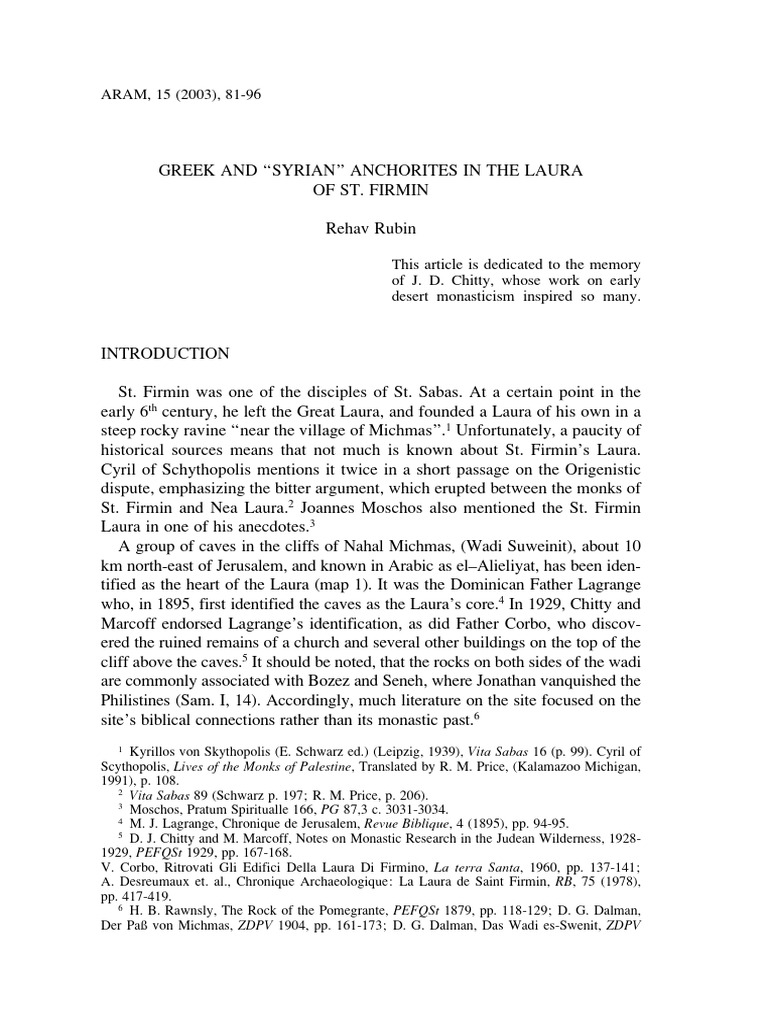 81-96 - Rubin - Greek and Syrian Anchorites in The Laura of St. Firmin ...