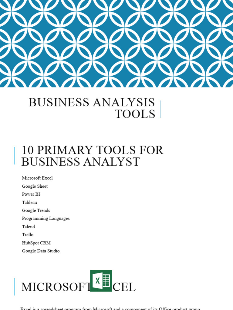 Business Analysis Tools | PDF | Microsoft Excel | Spreadsheet