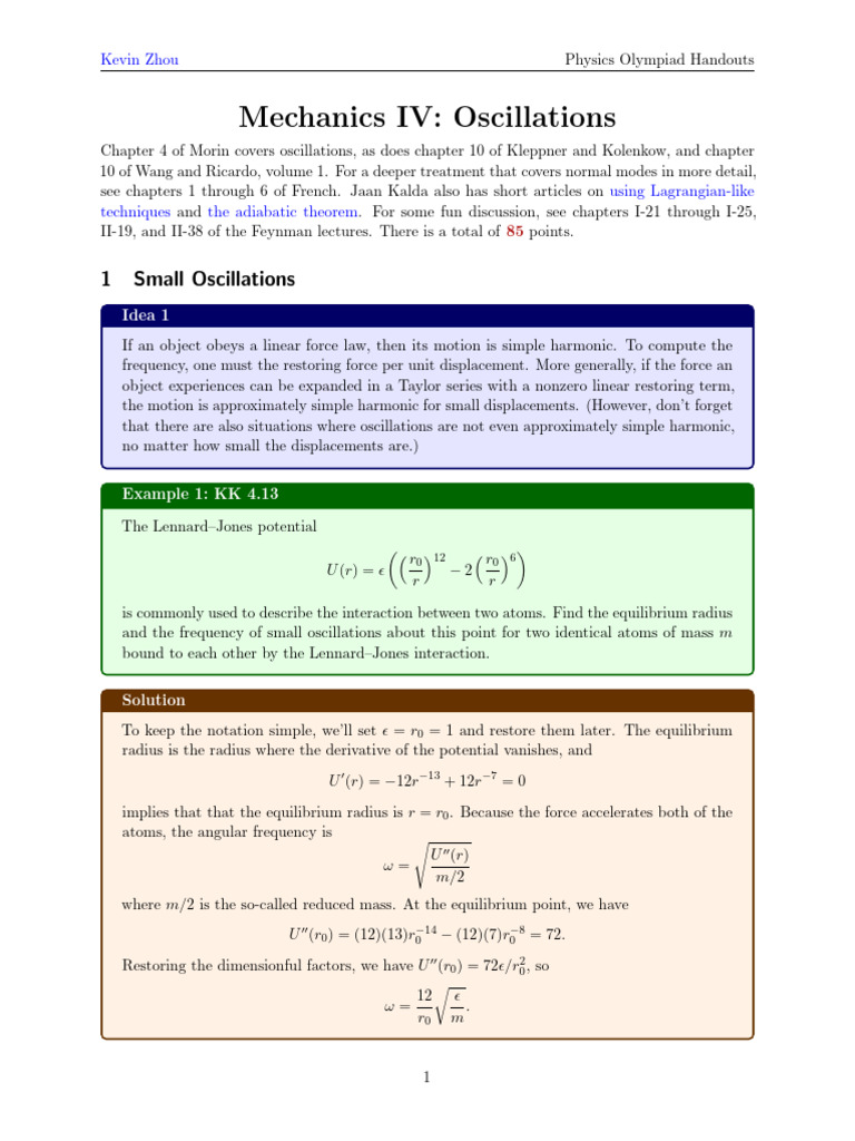 Mechanics IV: Oscillations | Download Free PDF | Resonance | Oscillation