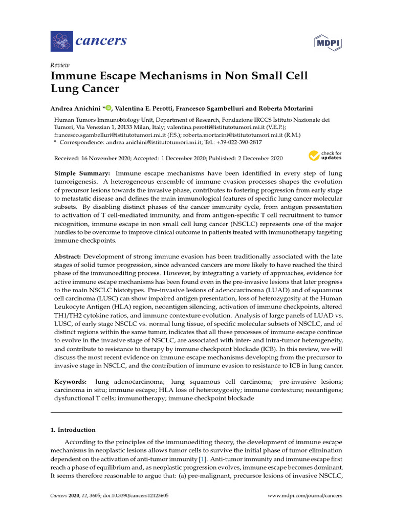 Immune Escape Mechanisms in Non Small Cell Lung Cancer | Download Free ...