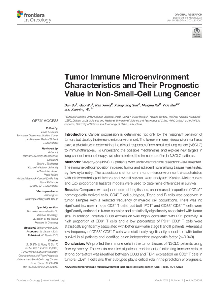 Tumor Immune Microenvironment Characteristics and Their Prognostic ... Tumor Immune Microenvironment Characteristics and Their Prognostic ...