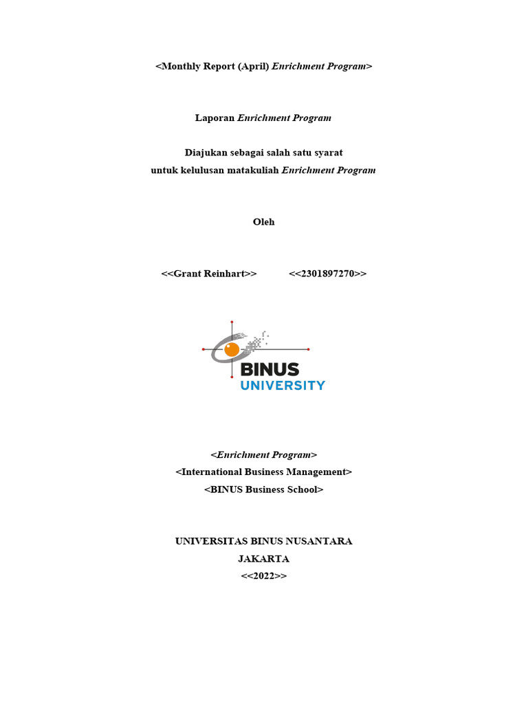 Monthly Report April | PDF