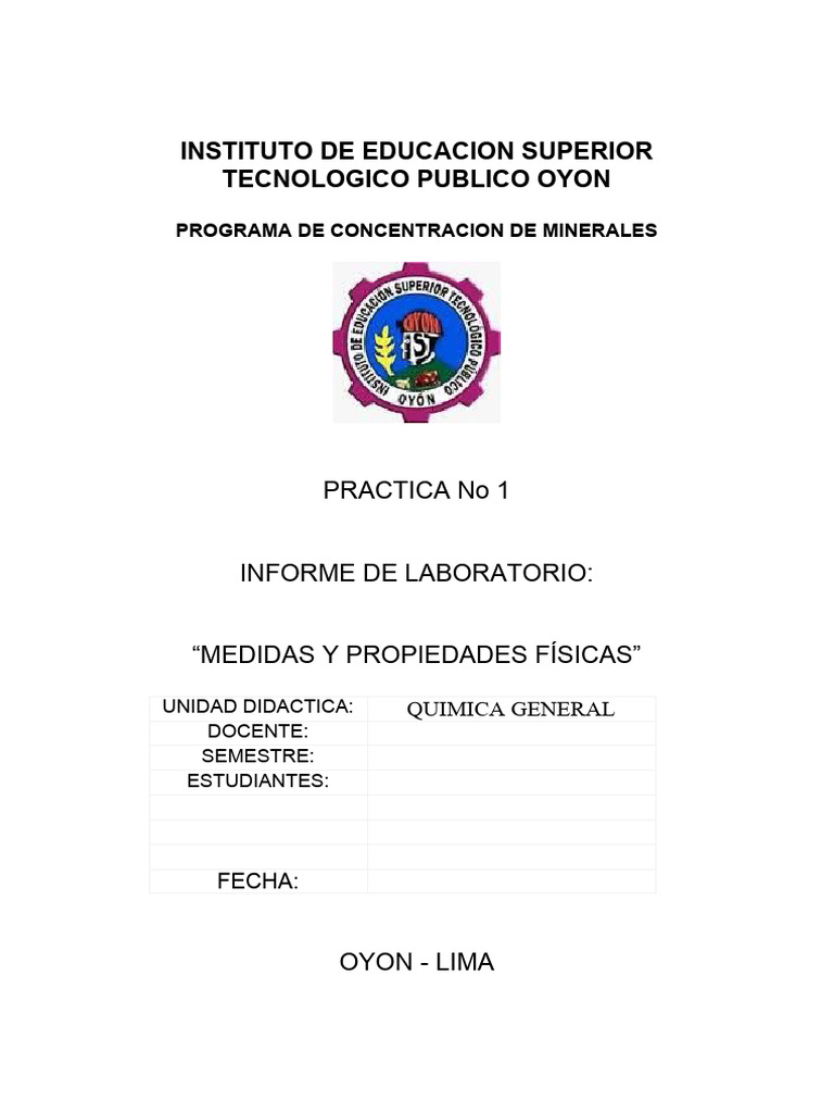 Estructura de Informe de Practica de Laboratorio | PDF | Laboratorios | Química