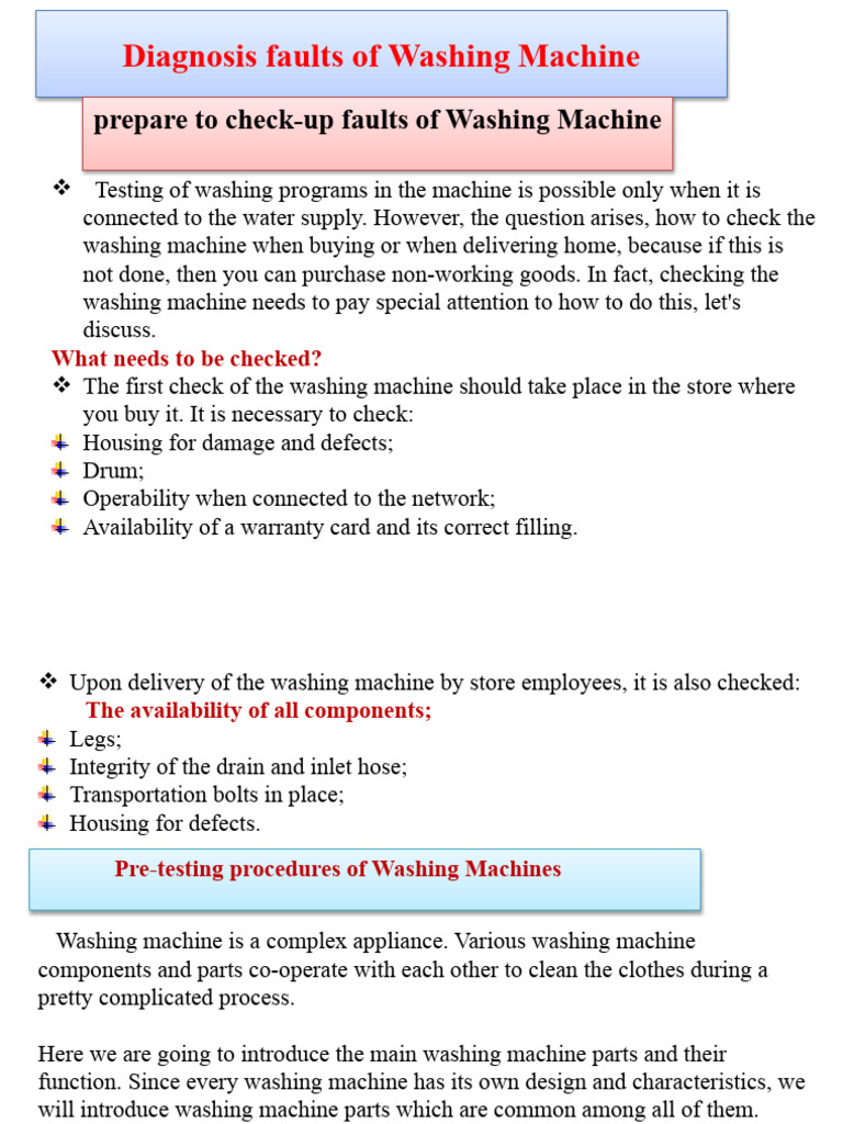 Diagnosis Faults of Washing Machine | PDF | Washing Machine | Electric Motor