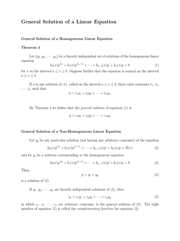 19 General Solutions of Linear Equation | Download Free PDF | Ordinary ...