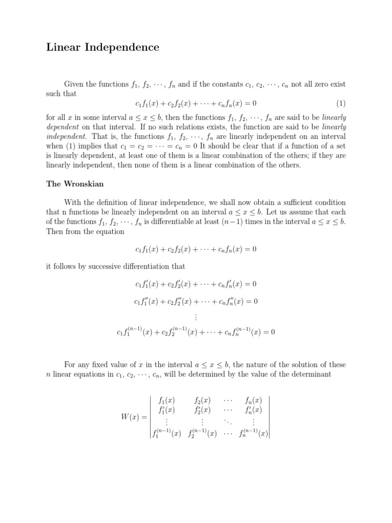 18 Linear Independence | PDF | Functions And Mappings | Mathematical Relations