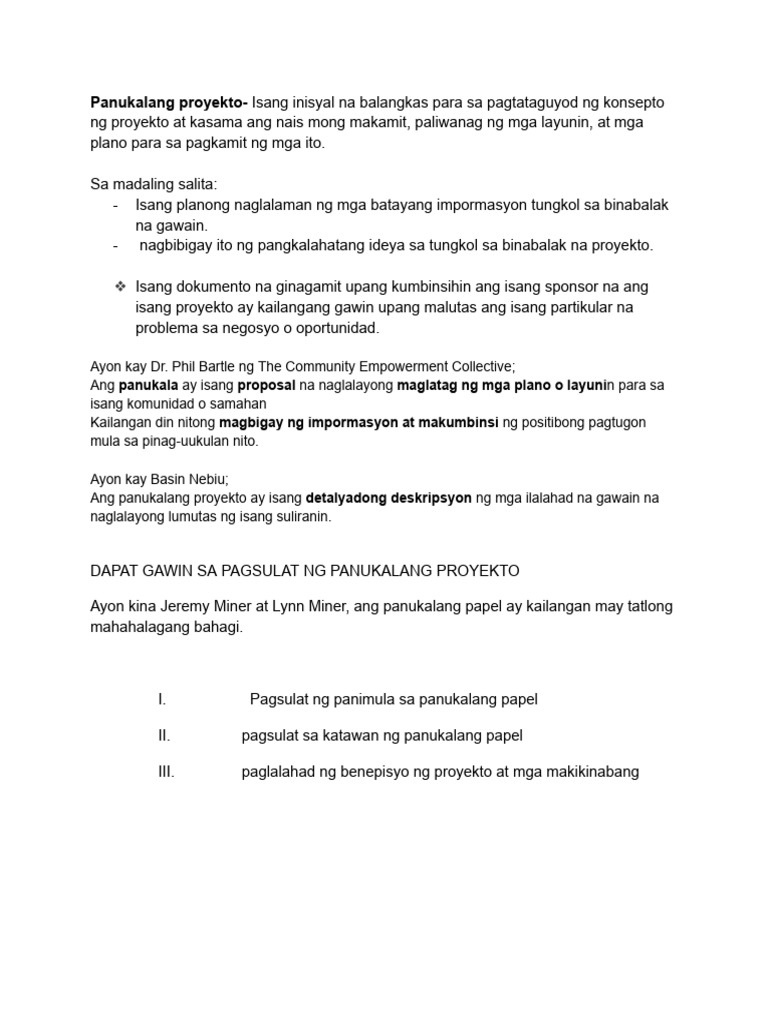 Panukalang Proyekto (Content) | PDF