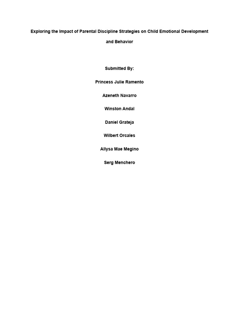 Exploring The Impact Of Parental Discipline Strategies On Child