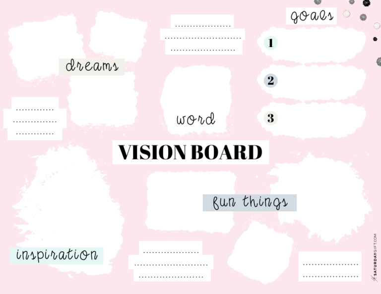 Free Vision Board Template Cute Pink by SaturdayGift | PDF