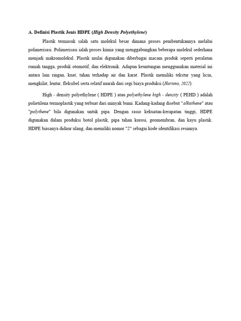 Definisi dan Manfaat HDPE | PDF | Griya & Taman