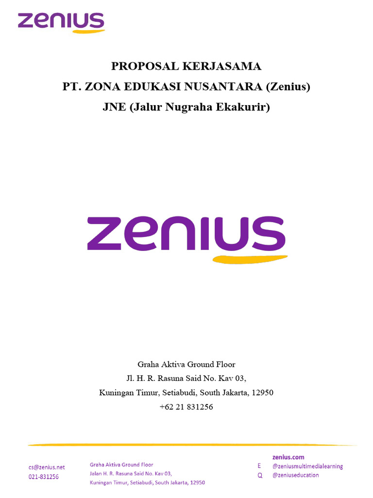 Proposal Kerjasama CSR - Zenius X Jne | PDF