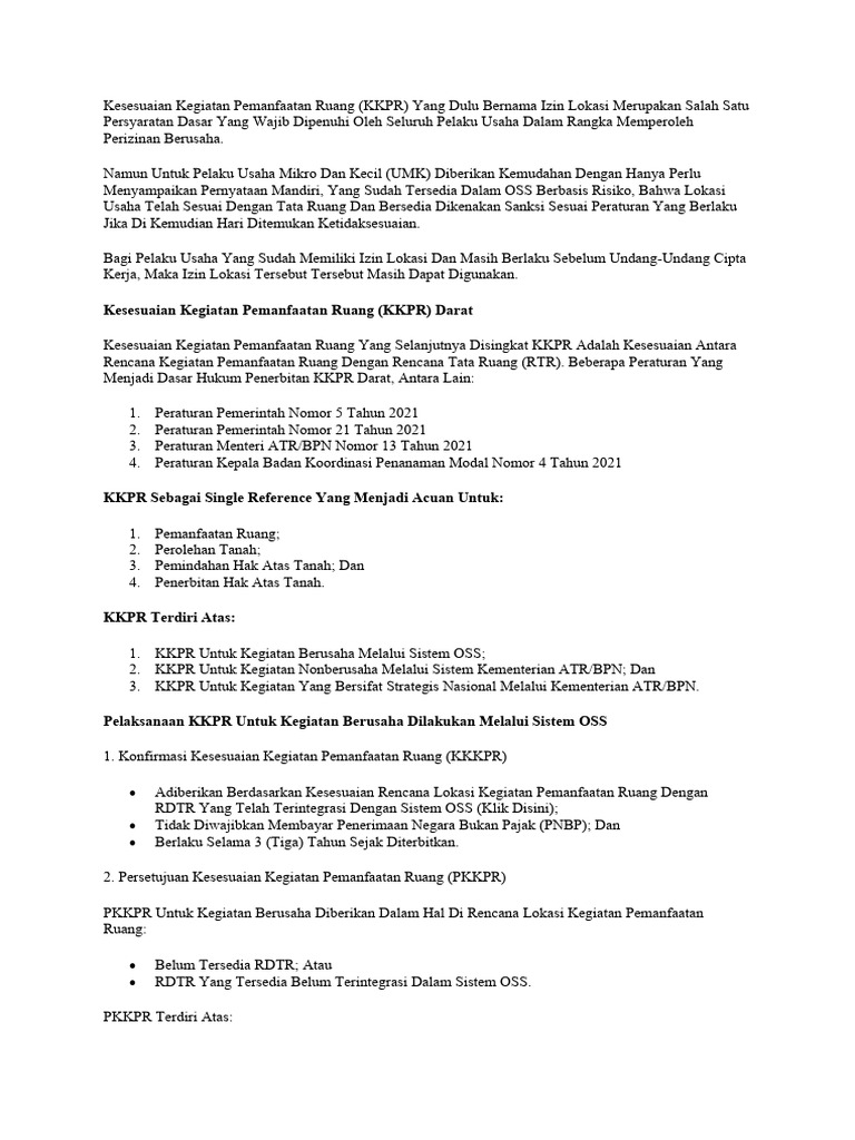 Panduan KKPR untuk Pelaku Usaha | PDF | Pengelolaan Keuangan & Uang | Hukum