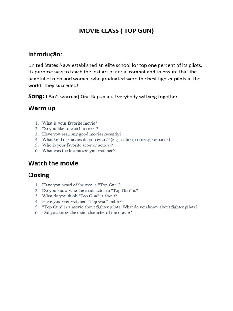Movie Class Top Gun | PDF