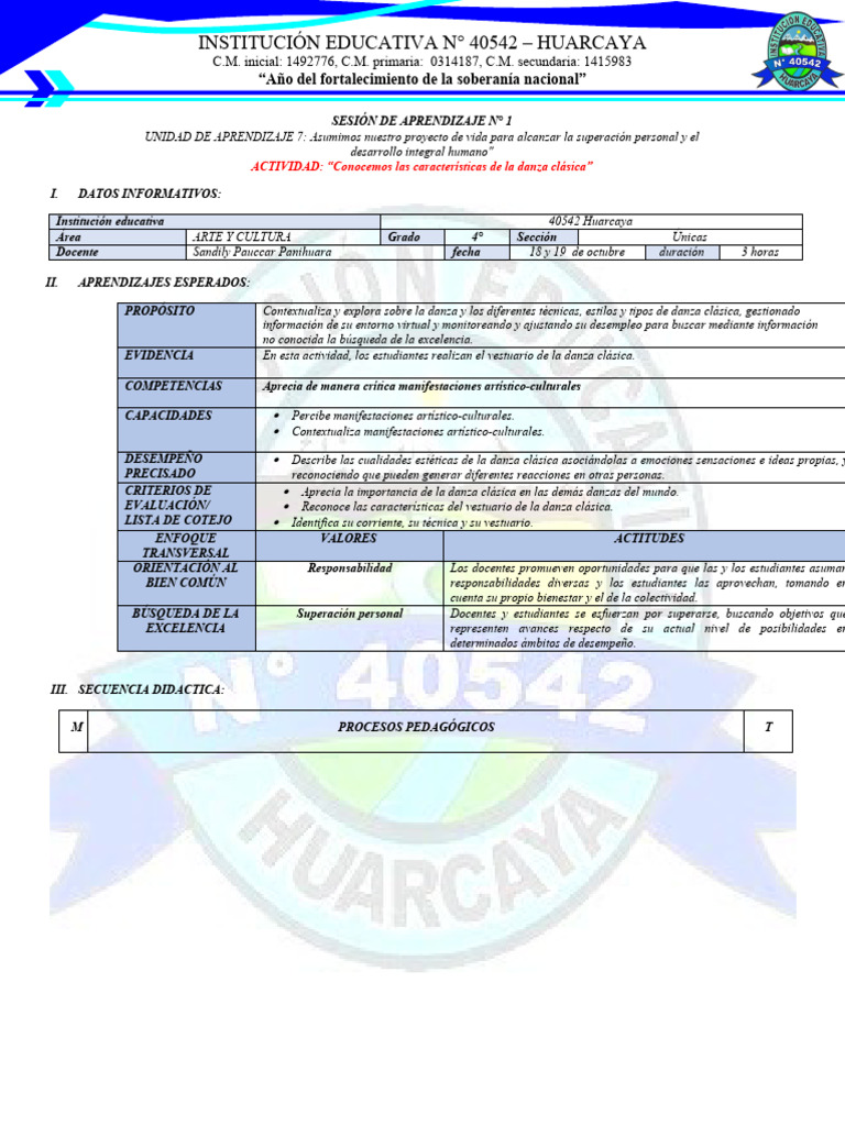 4° Ses Act 01-Ayc-U7 | PDF | Aprendizaje | Bailes