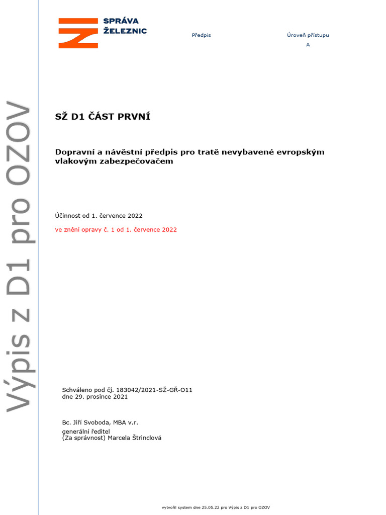 Výpis z D1 pro OZOV | PDF