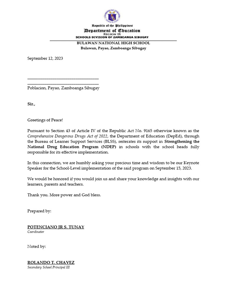 Drug Education Symposium Invitation | PDF