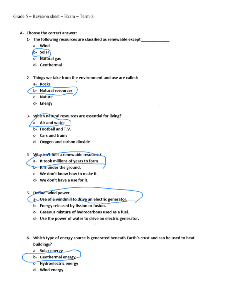 Grade 5 Term 2 Exam Revision Sheet | PDF | Sun | Stars