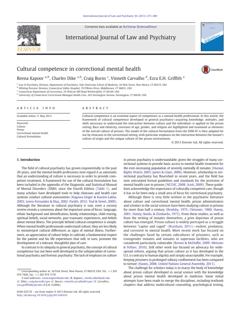 Cultural Competence in Correctional Mental Health | PDF | Juvenile ... Cultural Competence in Correctional Mental Health | PDF | Juvenile ...