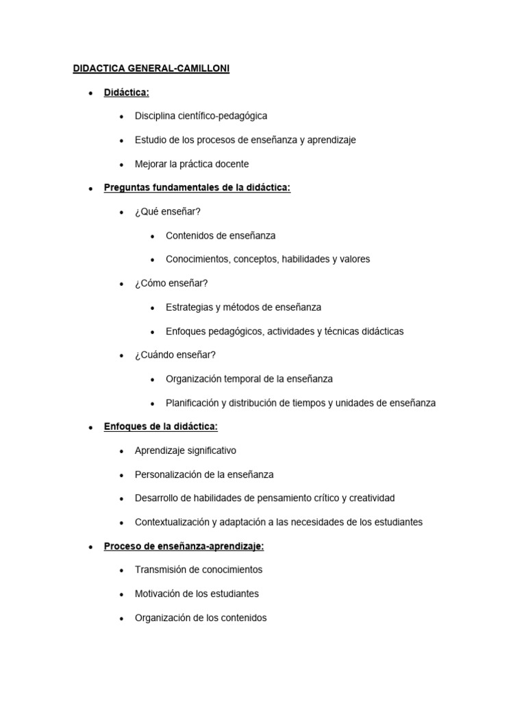 Didactica General-Resumen Parcial | PDF | Enseñando | Aprendizaje