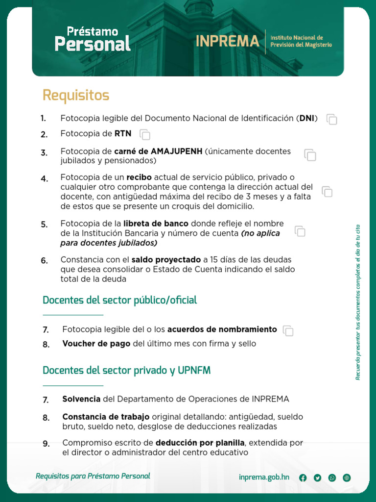 Requisitos-Préstamo-Personal-INPREMA | PDF