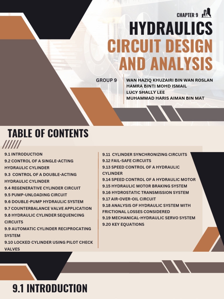 Group 9 Hydraulics Circuit Design and Analysis | PDF | Valve | Pump