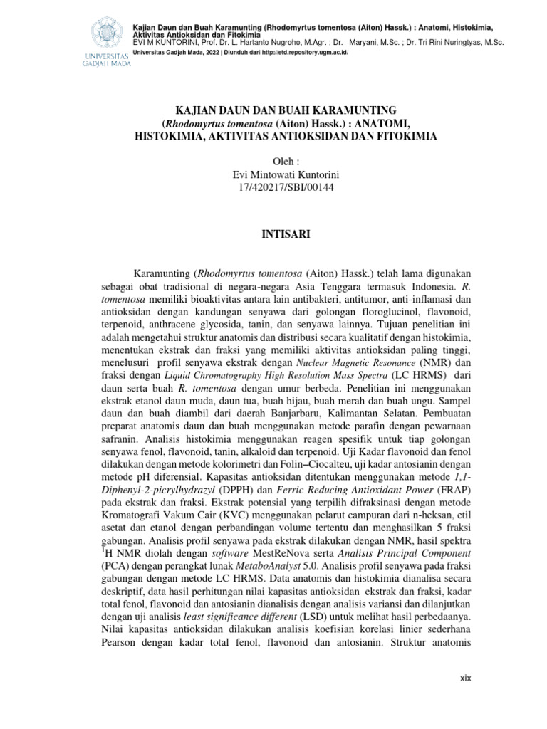 Kajian Karamunting: Anatomi dan Antioksidan | PDF | Sains & Matematika