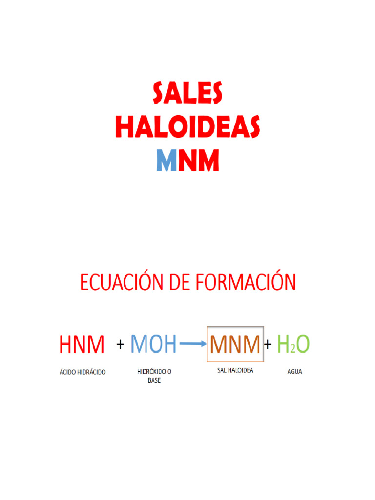 Clase 6 Función Química Sales Haloideas | PDF