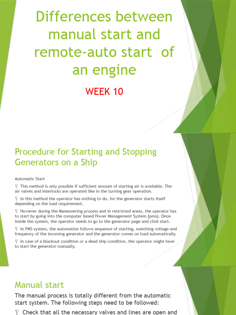 Differences Between Manual Start and Remote-Auto Start of An Engine ... Differences Between Manual Start and Remote-Auto Start of An Engine ...