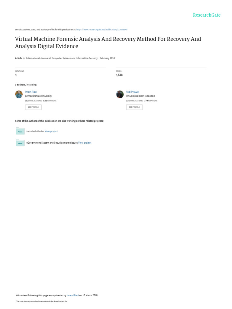 Virtual Machine Forensic Analysis and Re | PDF | Computer File | Computer Forensics