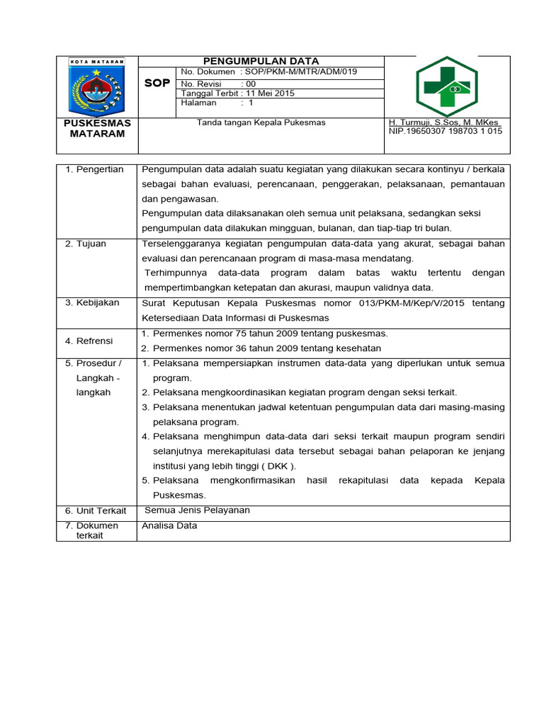 SOP Pengumpulan Data | PDF