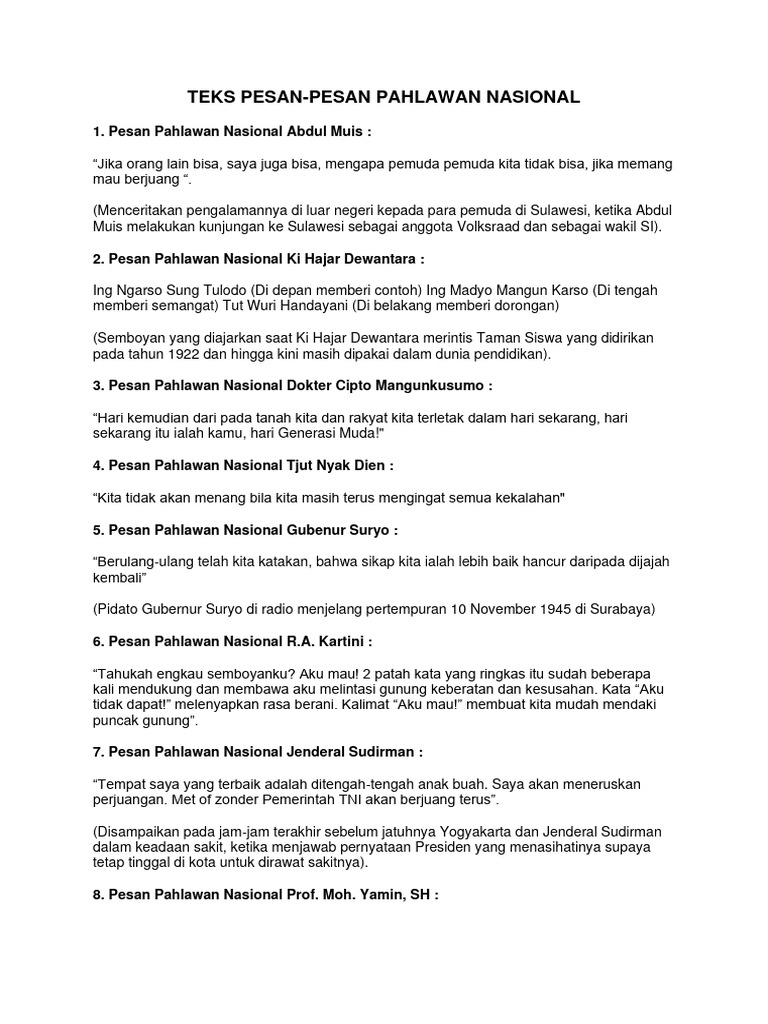 TEKS PESAN Pahlawan Nasional | PDF
