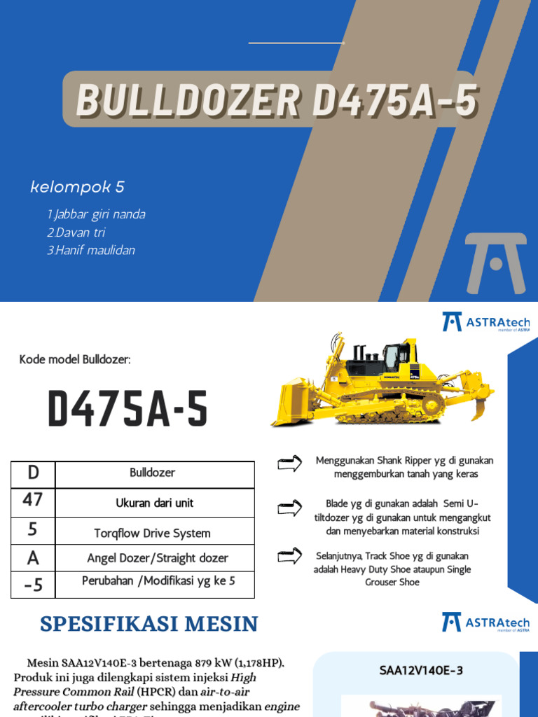 Spesifikasi dan Fitur Bulldozer D475A-5 | PDF