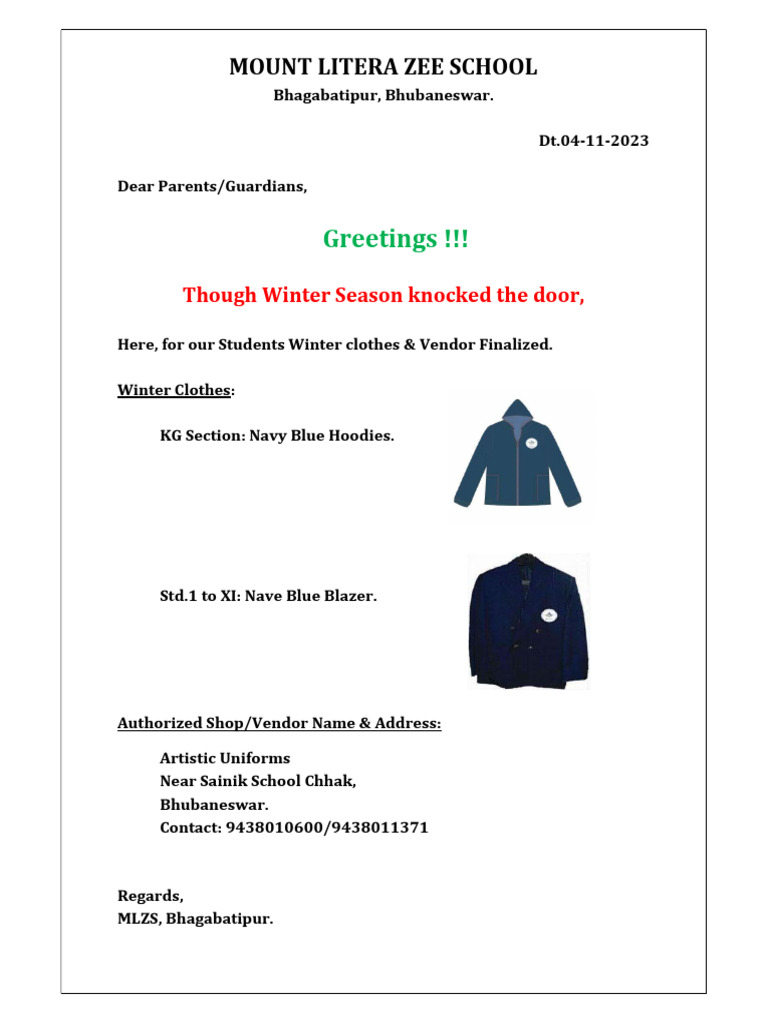 Winter Uniform Notice | PDF