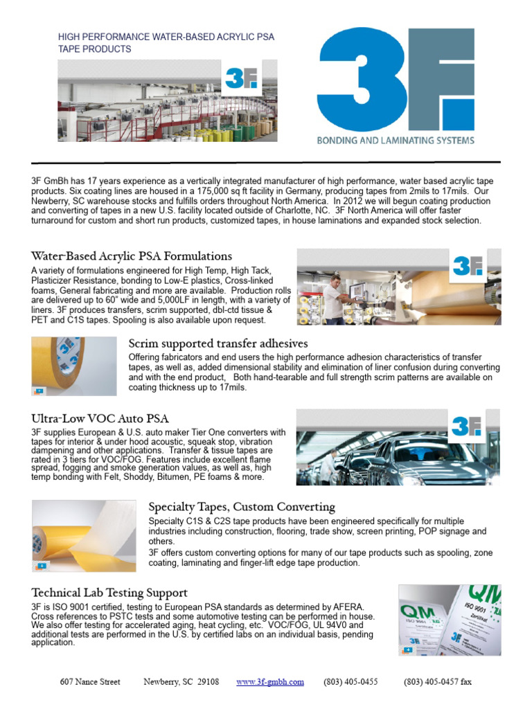 High-Performance Acrylic PSA Tapes | PDF | Adhesive | Flooring