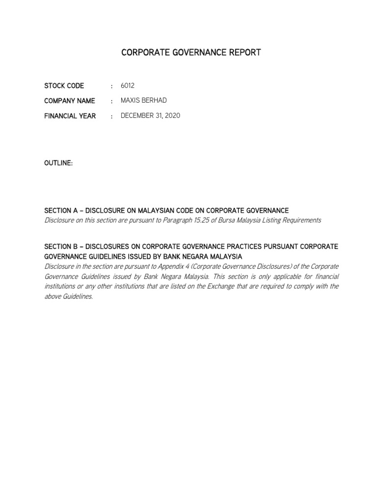 Maxis CG Report 2020 Latest | Download Free PDF | Corporate Governance ...