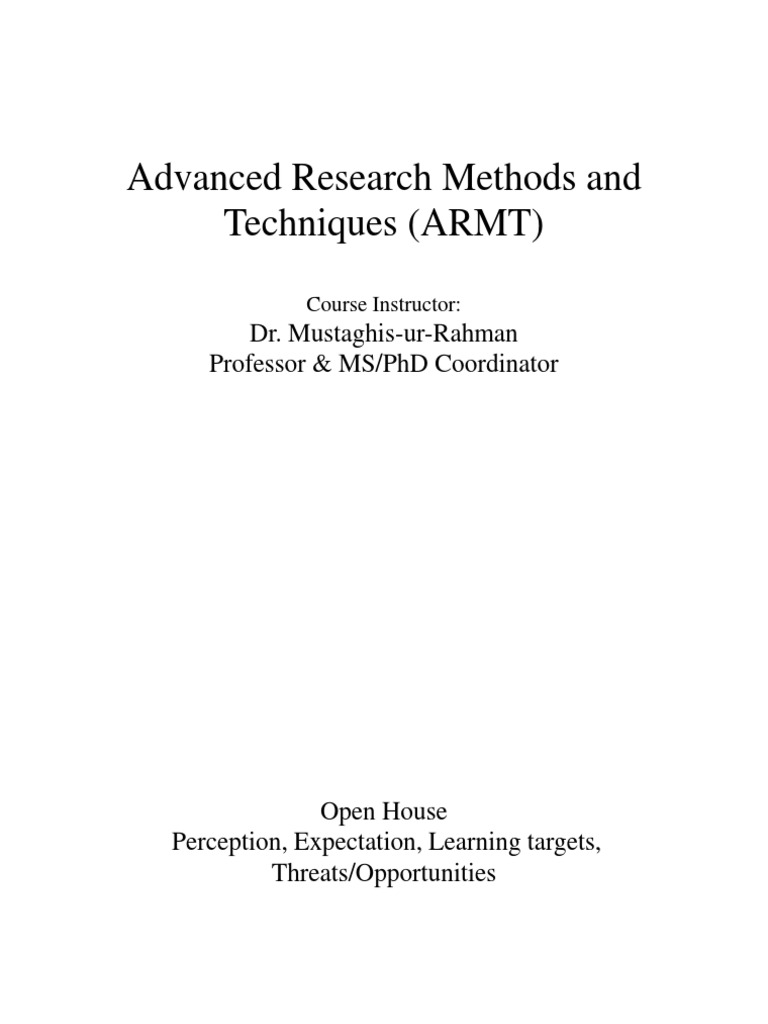 Advanced Research Methods and Techniques (ARMT) | Download Free PDF ...