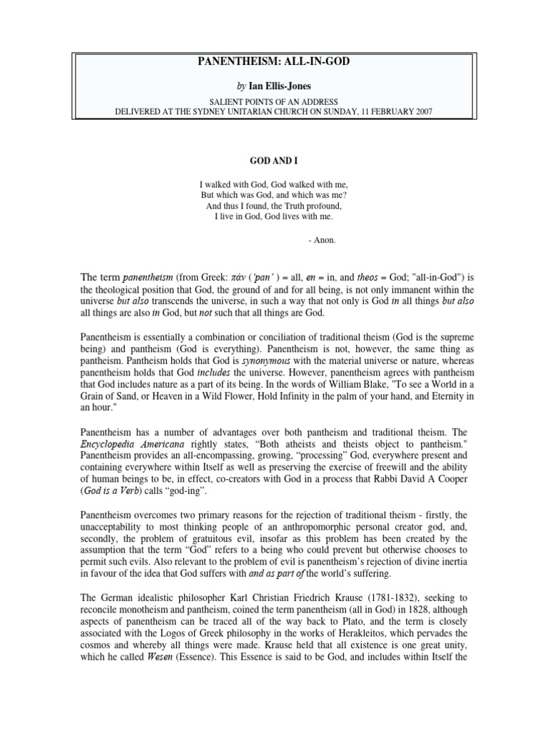 PANENTHEISM - ALL-IN-GOD by Ian Ellis-Jones | PDF | God | Conceptions ...