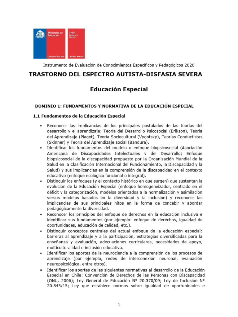 Evaluación de Disfasia Severa en Educación | PDF | Espectro autista ...