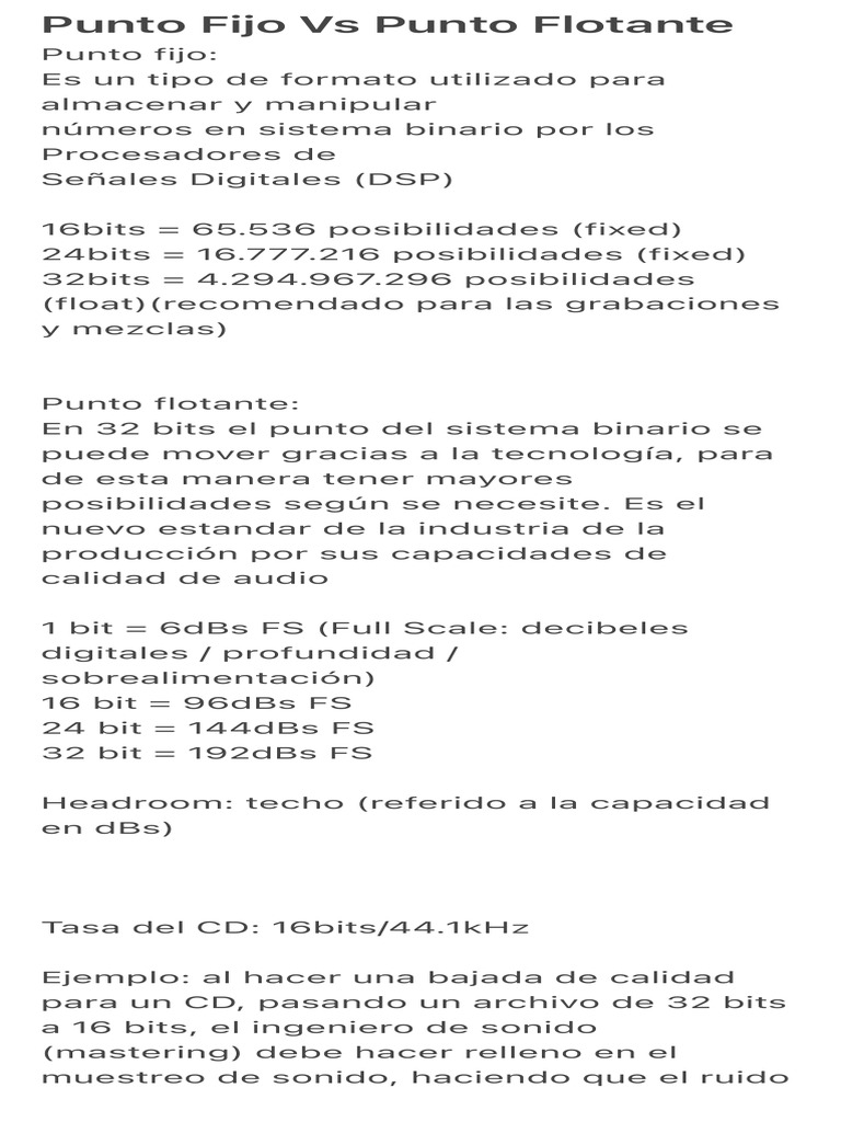Punto Fijo Vs Punto Flotante | PDF