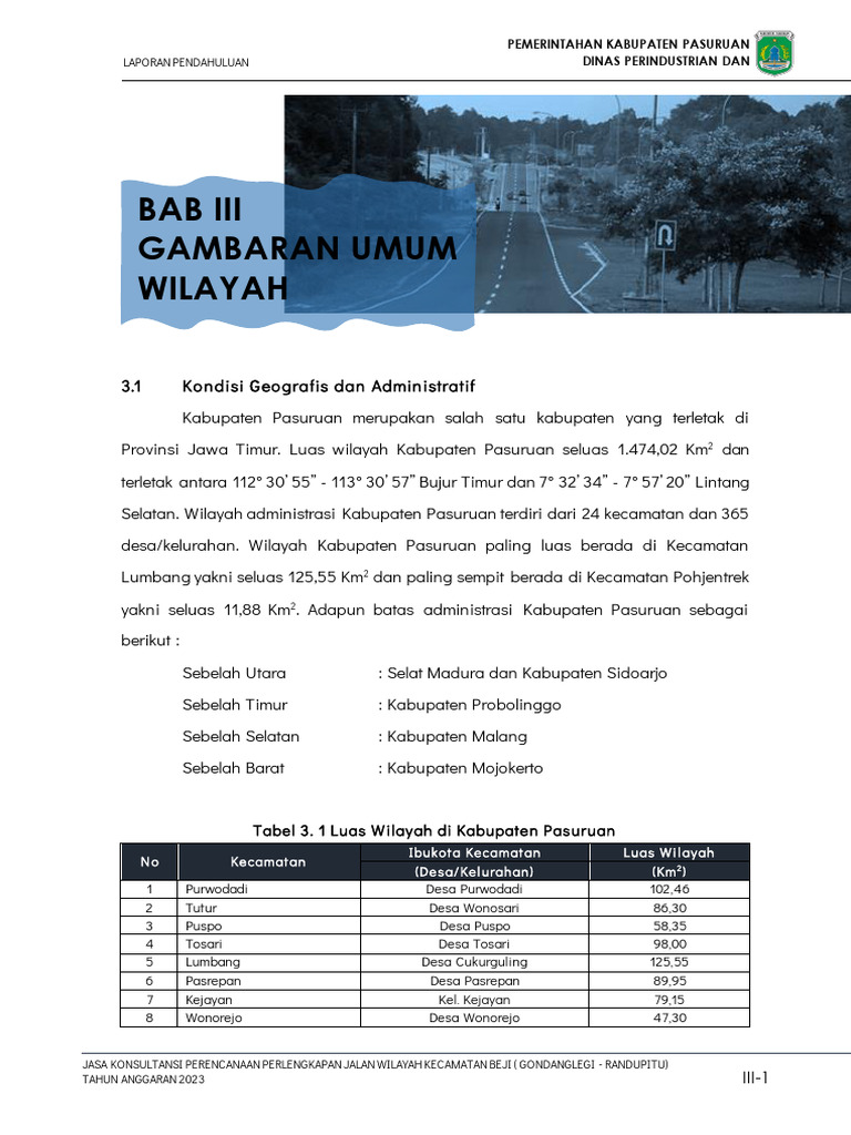 Lapdal - 3 BAB III GAMBARAN UMUM WILAYAH - 2023 | PDF