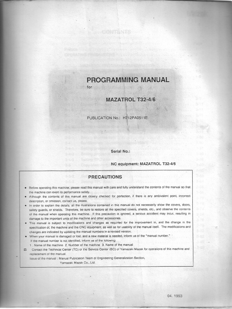 Mazatrol Programming T32-4 - 6 | PDF