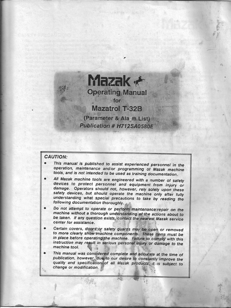 Mazatrol T-32B Operating Manual | PDF