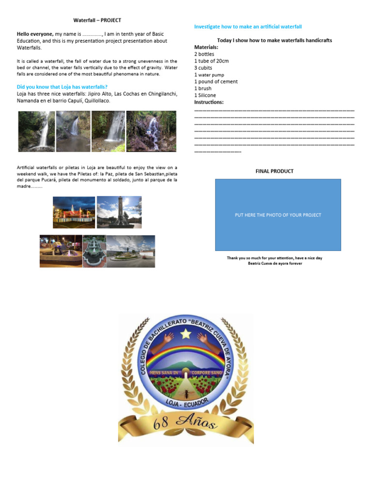 Waterfall - Project | PDF | Geomorphology | Fluvial Landforms