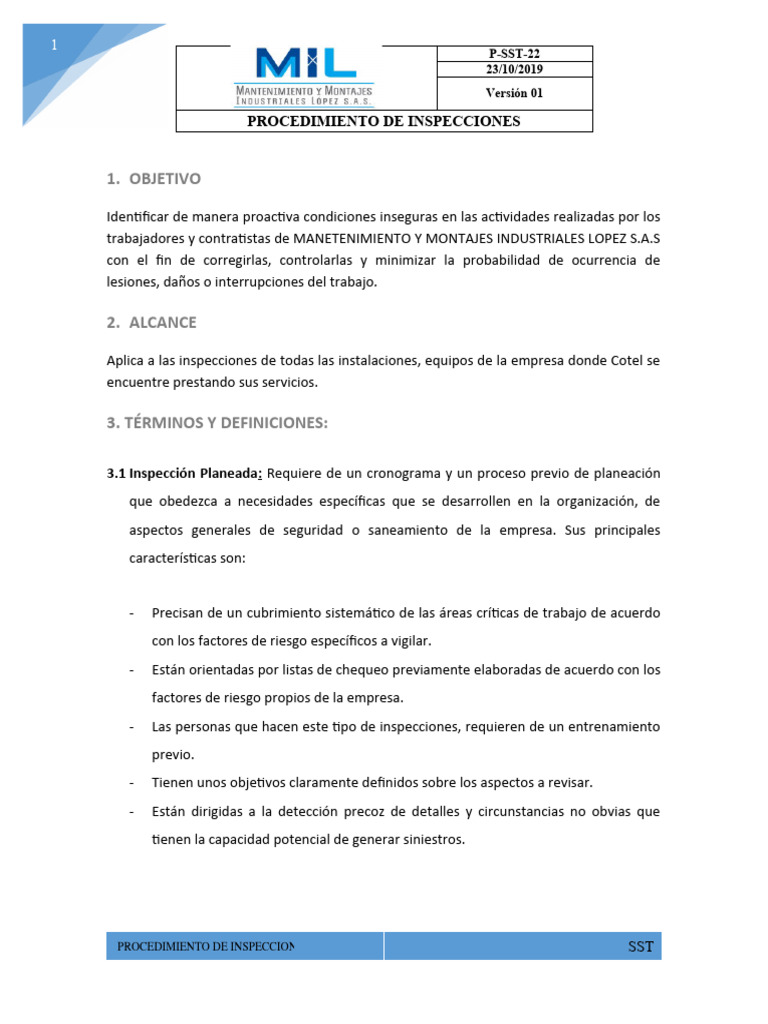 Procedimiento de Inspeccion | PDF