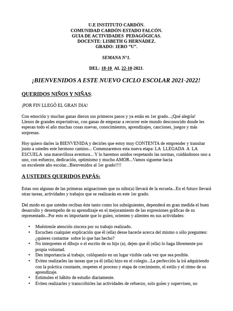 Actividades de Octubre para Primer Grado | PDF | Aprendizaje | Las ...