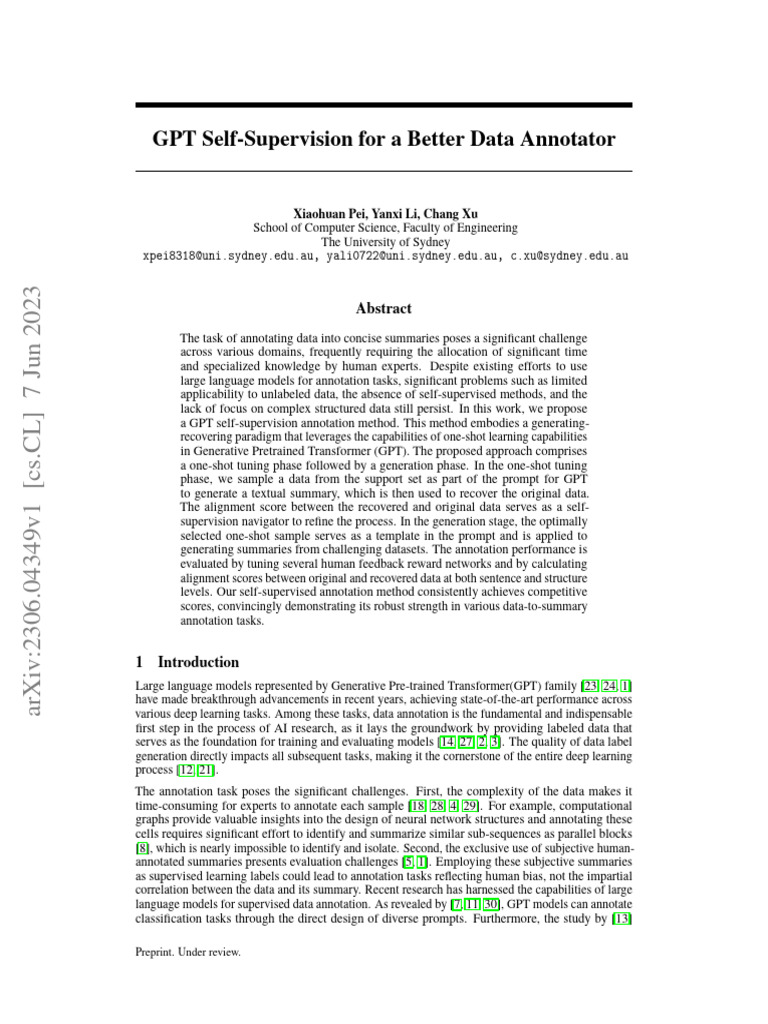 GPT Self-Supervision For A Better Data Annotator: Preprint. Under Review | PDF | Deep Learning ...