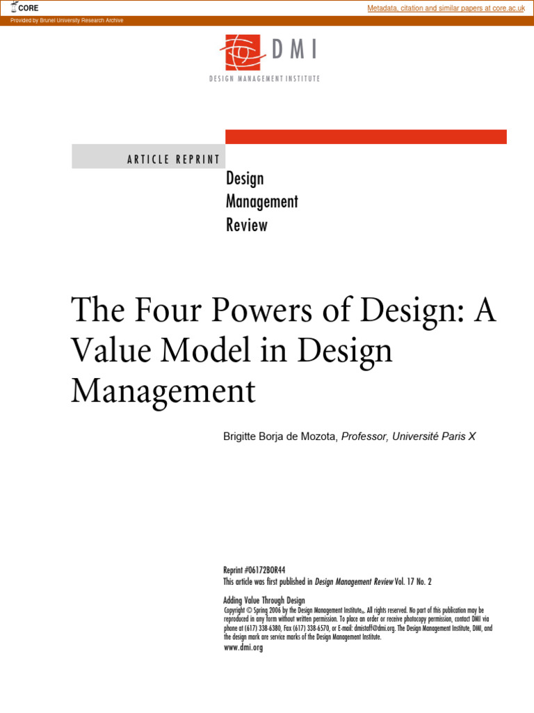 Value Model in Design Management | PDF | Competitive Advantage | Strategic Management