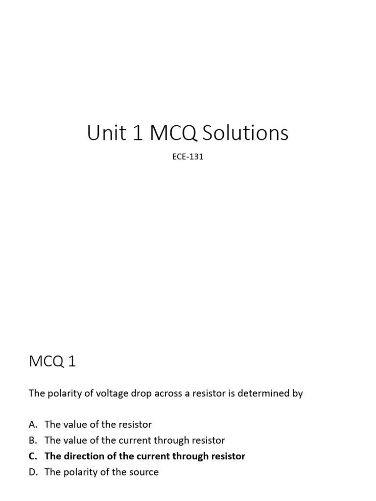 Unit 1 ECE131 Worksheet MCQ Solution | PDF